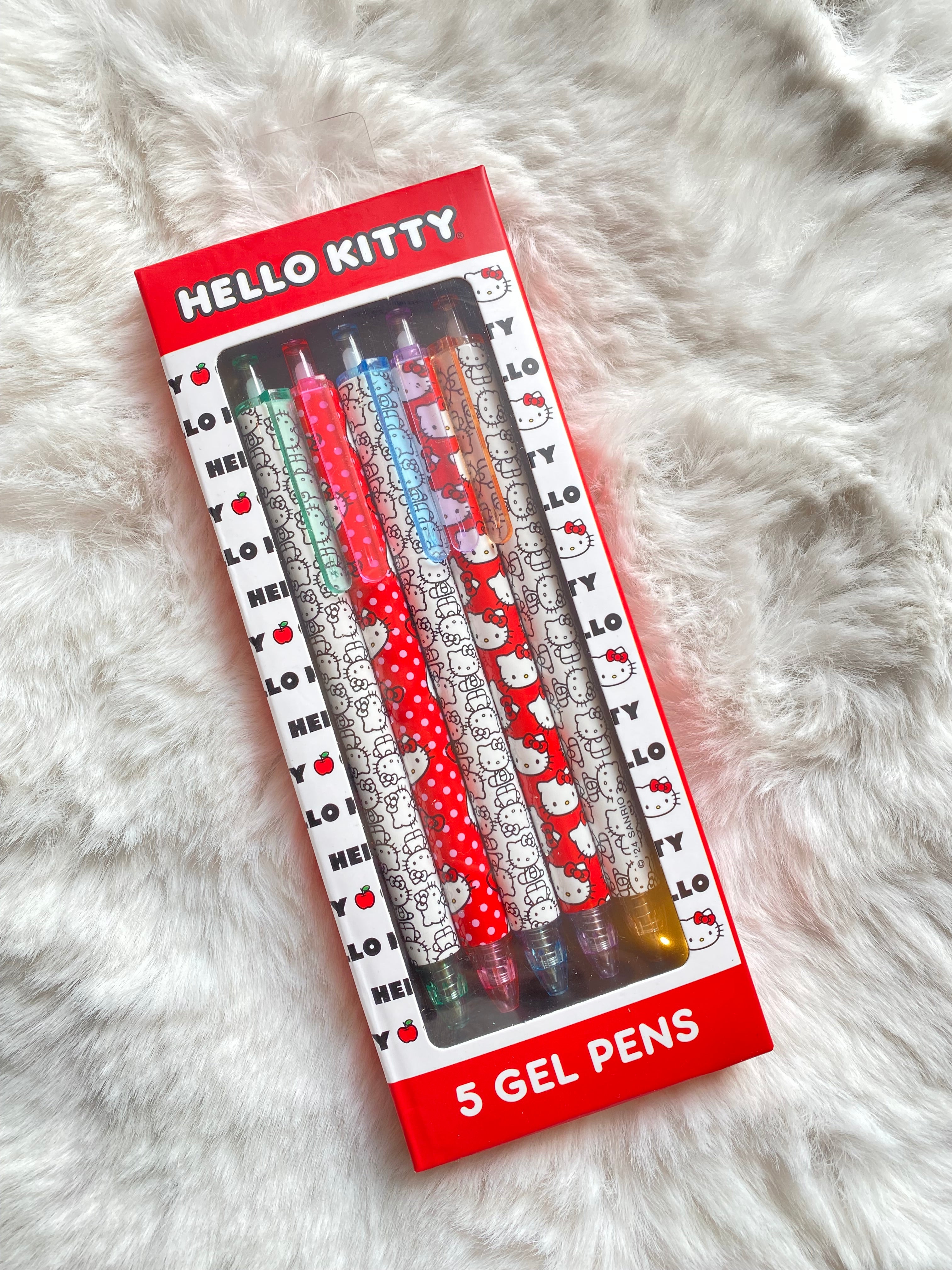 Paquete de 5 plumas Hello Kitty negro y rojo – Candayelstore