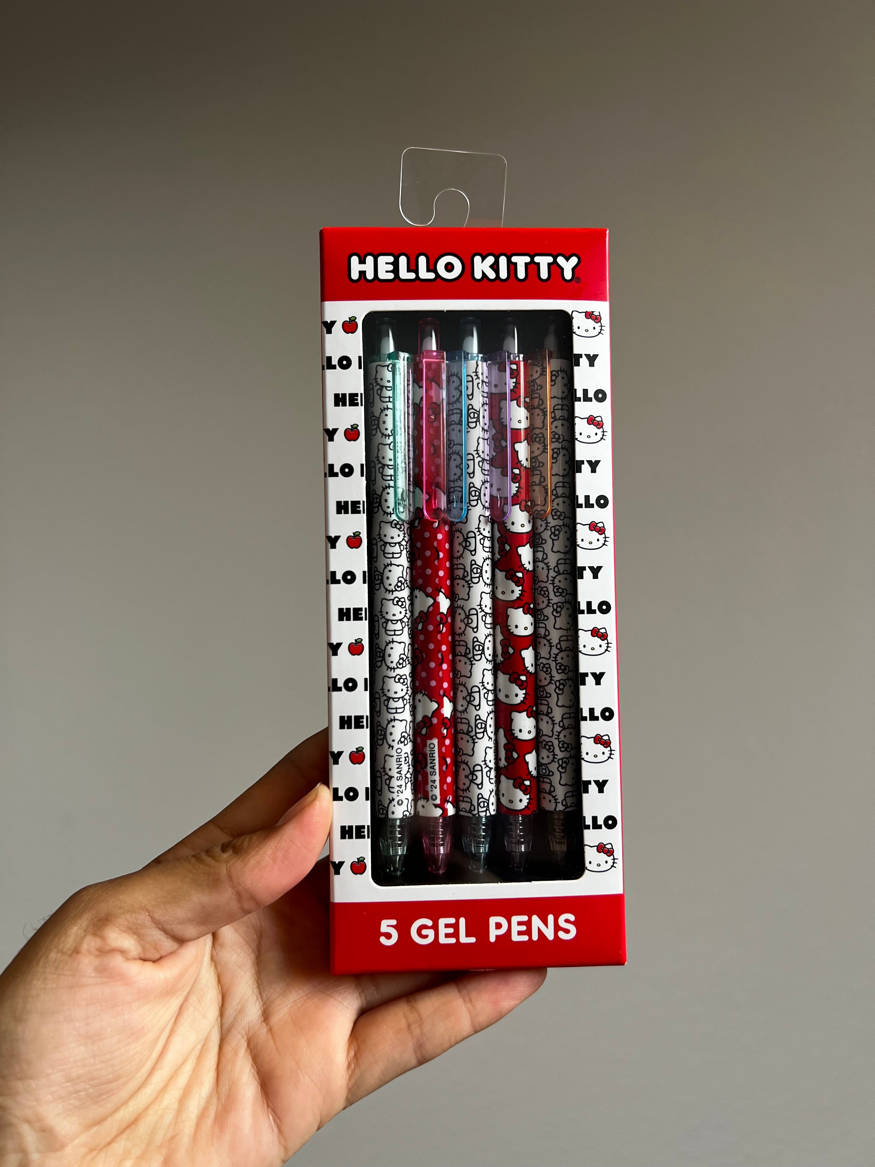 Paquete de 5 plumas Hello Kitty negro y rojo – Candayelstore